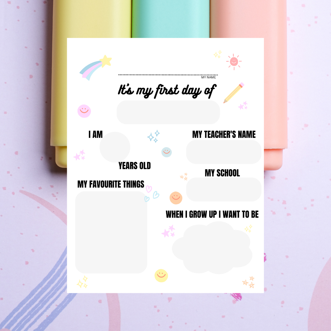 First Day of School Sheet 8.5 x 11" - Digital download – jolista